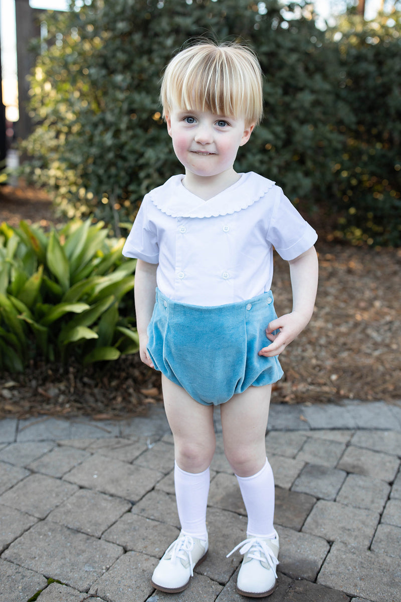 Nicholas Bubble in Blue Velvet - SAMPLE – Grace & James Kids